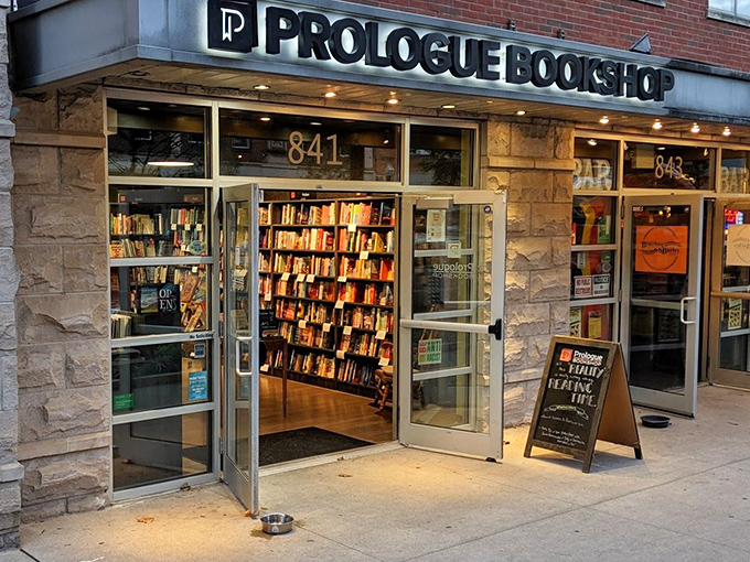 "Prologue to adventure! This bookshop's sleek exterior hints at the literary treasures within."