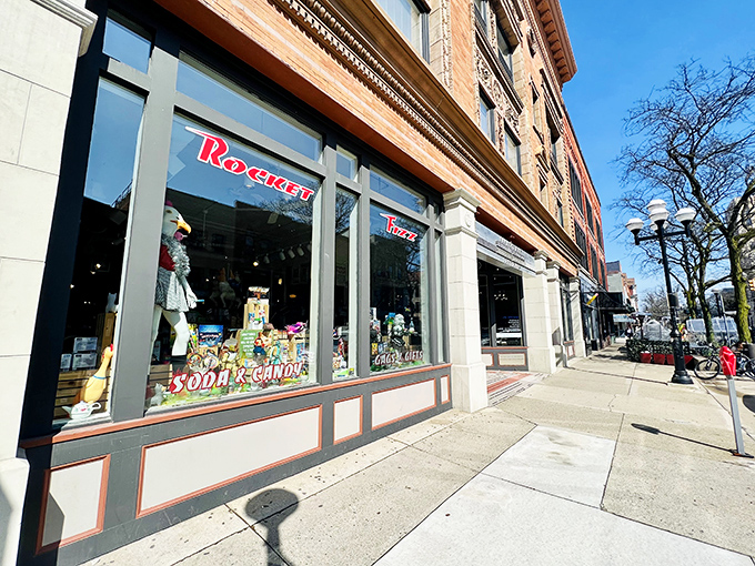 Rocket Fizz: A sugar-coated time machine! This colorful storefront is your portal to a world of retro candies and pop culture treasures.