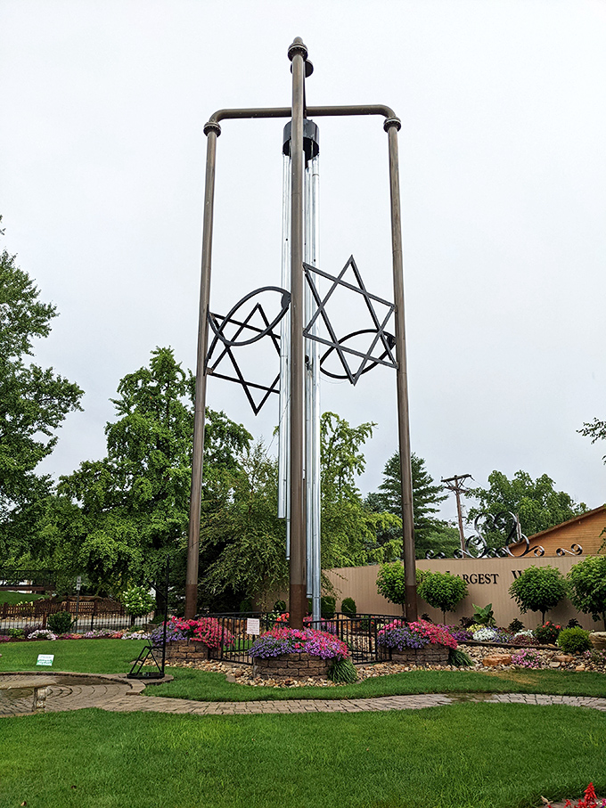 Music to your ears... and your neighbor's, and theirs too! Casey's giant wind chime is a symphony of supersized proportions.