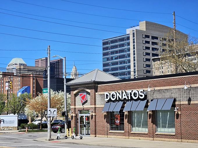 Modern meets traditional at Donatos. It's like your hip nephew who still calls his grandma every Sunday &ndash; cool and respectful.