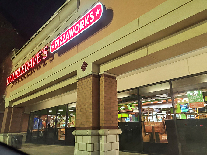 By day, it's just another strip mall joint. By night, it's a beacon of cheesy hope for hungry souls. Double Dave's delivers double the deliciousness!