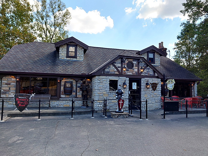 Medieval meets merry-making! Kreimer's stone facade hints at the fortress of flavor and fun that awaits inside.