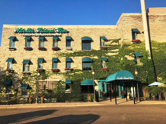 Green awnings and vintage vibes! The Nicollet Island Inn serves up fine dining with a side of time travel.