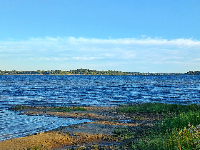 Tranquil waters and lush greenery at White Bear Lake. It's the kind of view that makes you want to write poetry &ndash; or at least a really good tweet.