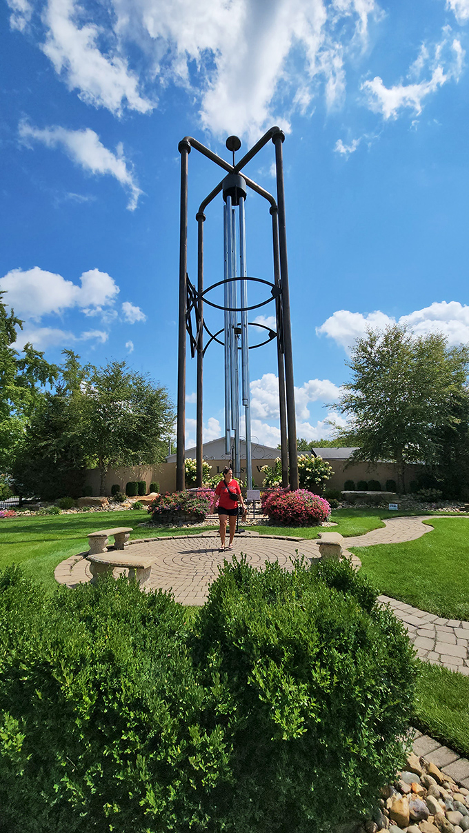 Windier than the Windy City! This colossal chime turns breezes into concerts, no earplugs required.