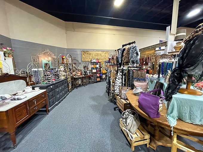 Bag lady's paradise! This corner's packed with more purses than you can shake a stiletto at. Time to accessorize!