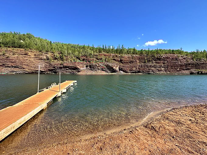 Dive into serenity at this picture-perfect dock. It's like a postcard come to life, minus the "Wish you were here" &ndash; because you already are!