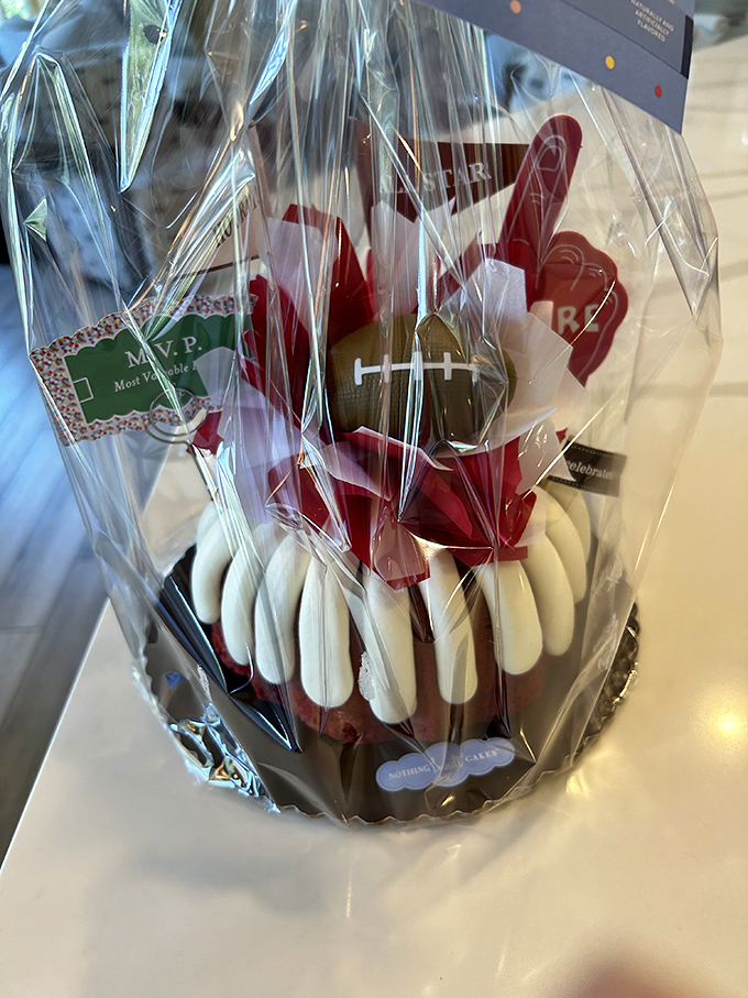 The gift that keeps on giving! This bundt cake comes wrapped like a present, but the real gift is the sugar rush.