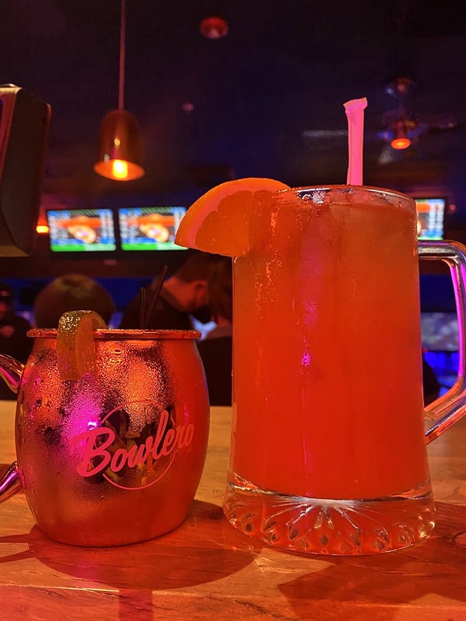 These vibrant cocktails aren't just drinks, they're works of art. Sip carefully, or you might see more than one bowling ball rolling down the lane!