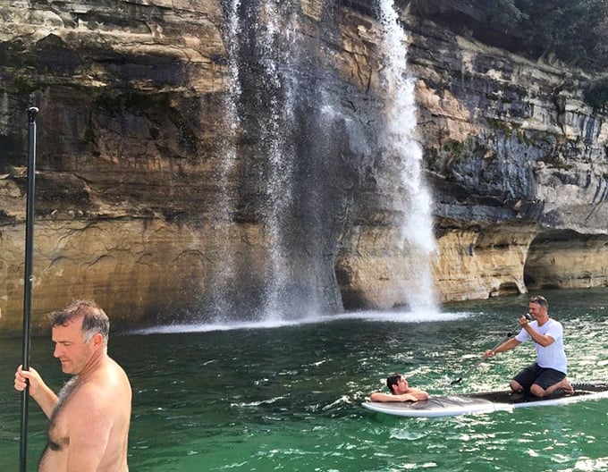 Waterfall wellness: These intrepid paddleboarders found the ultimate natural spa. Talk about hydrotherapy with a view!