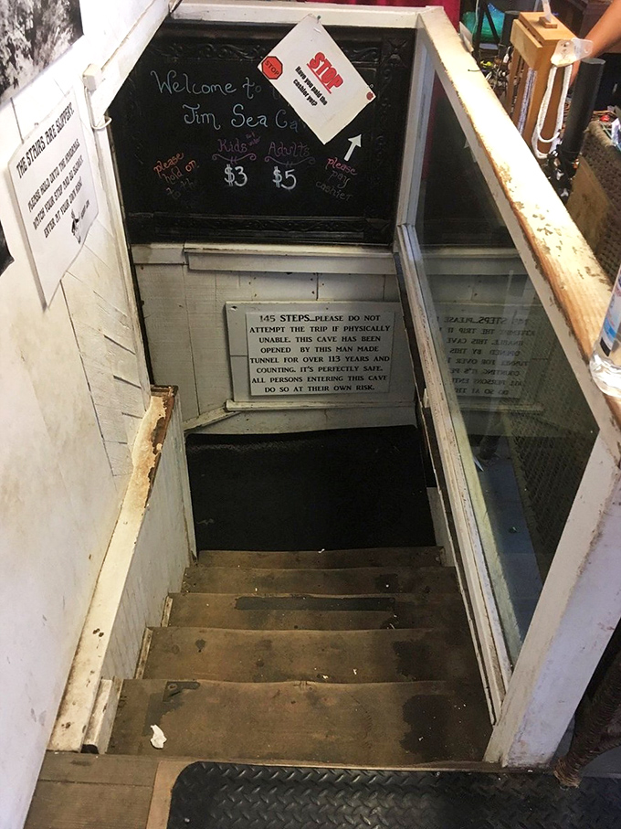 From tchotchkes to spelunking in ten feet flat. It's the world's most surprising transition since Clark Kent's phone booth quick-change.