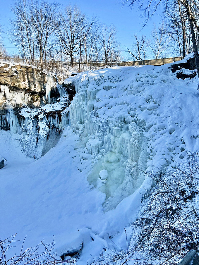 Elsa's been busy! The falls freeze into a stunning ice sculpture, proving that some things are worth melting for.