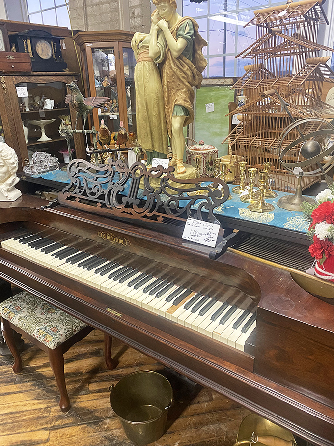 Keys to the past! This grand piano isn't just an instrument; it's a time machine waiting for the right fingers to play it back to life.