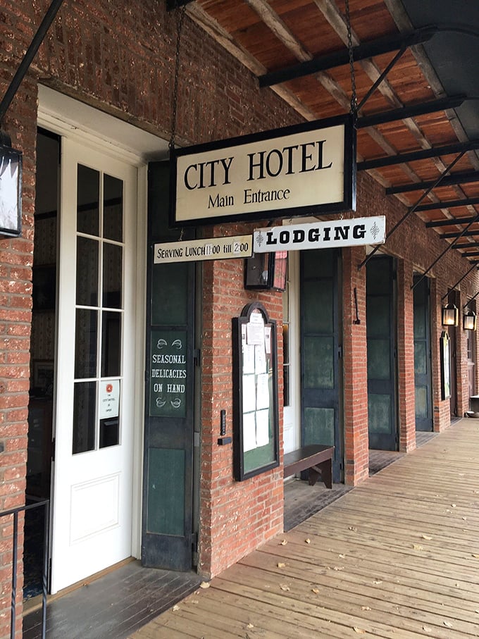 Check-in at the City Hotel, where the amenities include authentic 1850s charm and a complimentary dose of nostalgia.