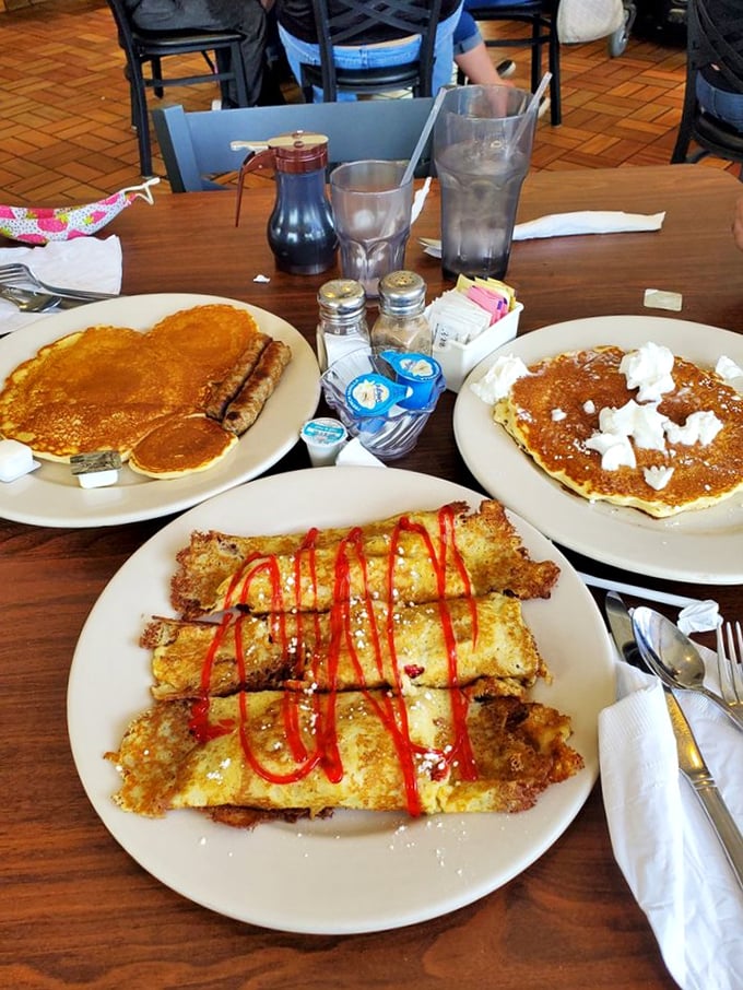 Stack 'em high, watch 'em fly! These pancakes are so fluffy, they might need their own ZIP code. Maple syrup waterfalls sold separately.