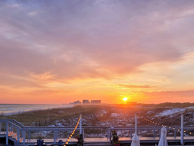 Mother Nature's daily masterpiece. This sunset view is better than any big-screen TV show - and it comes with dinner!