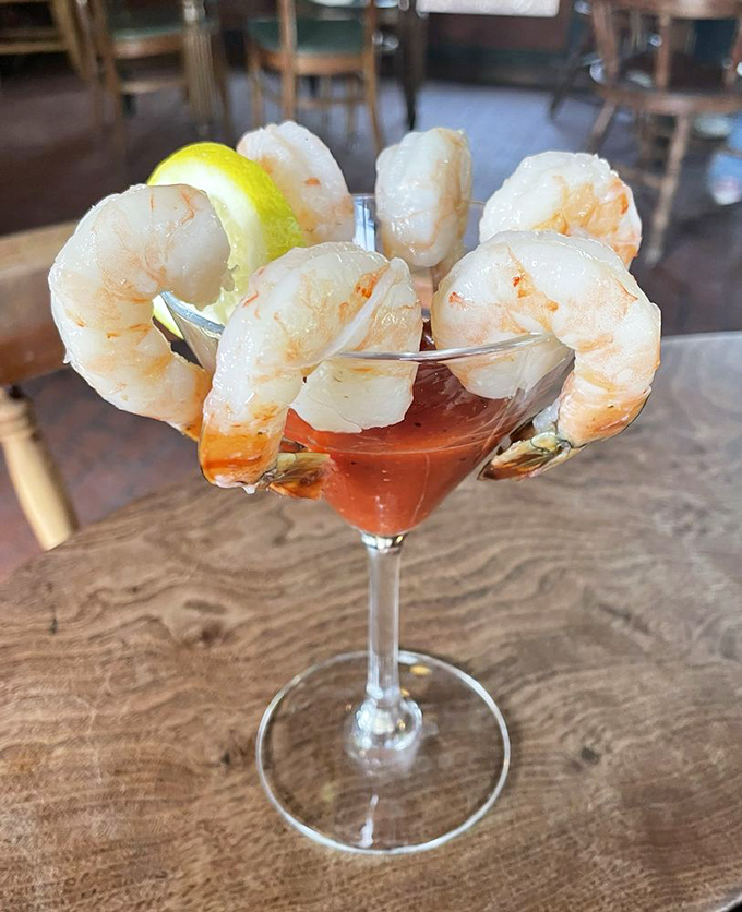 Shrimp cocktail with a Texas twist. These crustaceans are dressed to impress, perched on the rim like tasty little tightrope walkers.