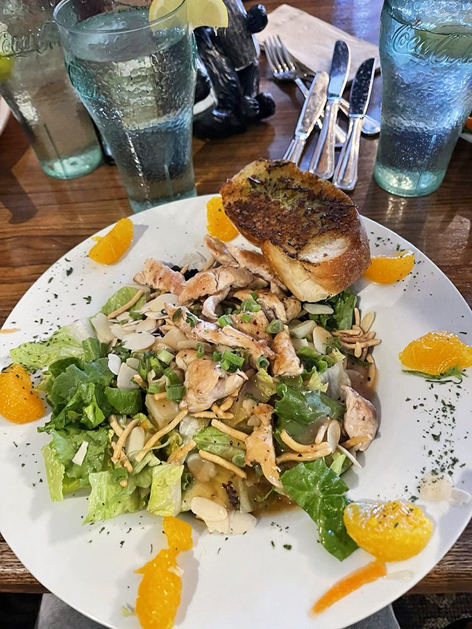 A salad that's more exciting than most people's vacations. Fresh, colorful, and topped with chicken that's clearly living its best life.