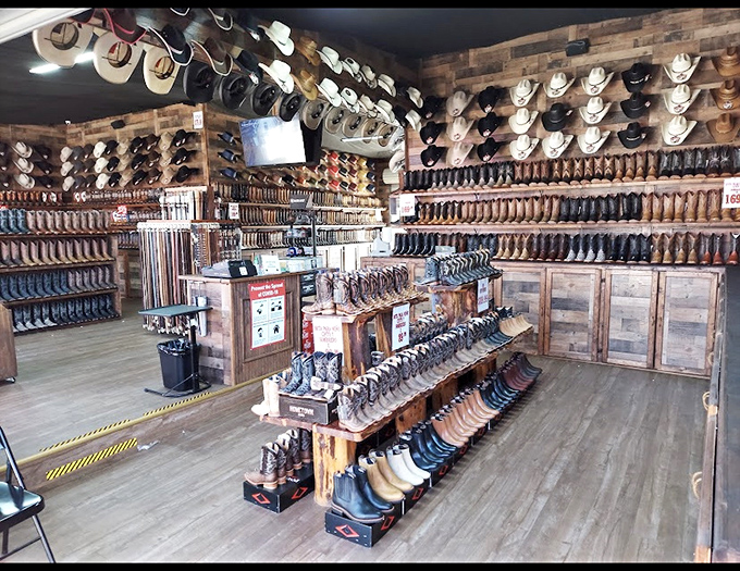 Cowboy couture central! Enough boots and hats to outfit the entire cast of "Yellowstone" and then some.