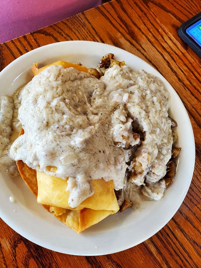 Who said burritos can't be breakfast food? This deep-fried beauty is challenging all your notions about the most important meal of the day.