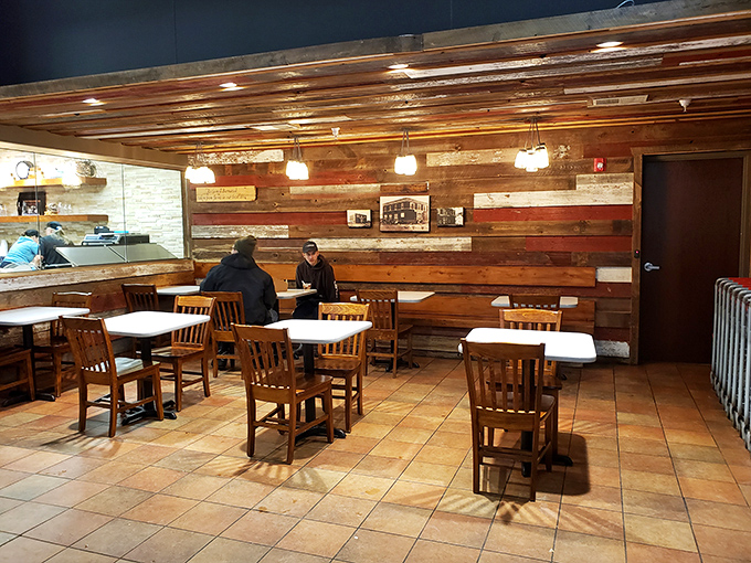 Rustic charm meets dairy delight in this cozy dining area. It's like eating in your cool friend's barn, but with better food.