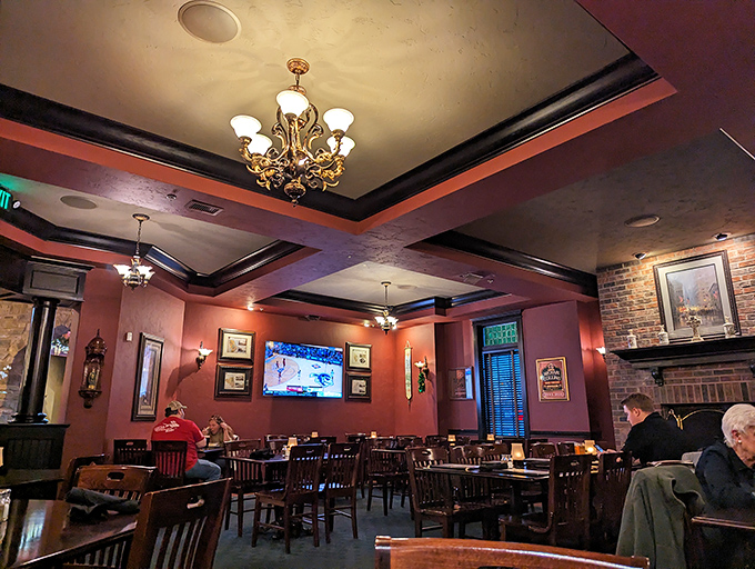 Chandeliers and charm &ndash; this dining area is dressed to impress. It's like your Irish grandmother's living room, but with better lighting and more beer.