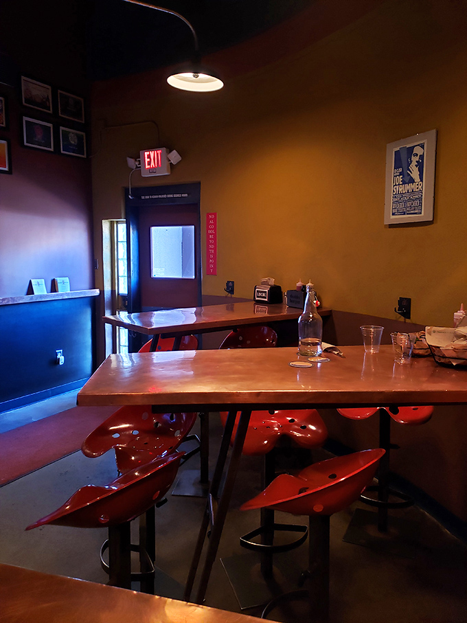 Cozy corners and burger bliss! The dining area's warm ambiance invites you to settle in and savor every mouthwatering moment.