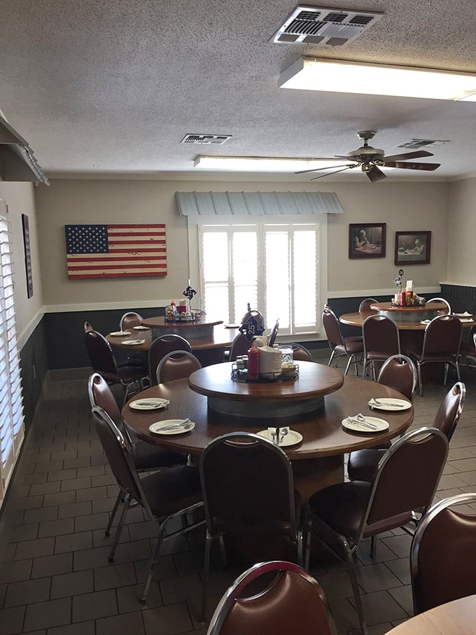 Stars, stripes, and everything nice. Buckner's dining area is like a cozy slice of Americana, served with a side of Southern hospitality.