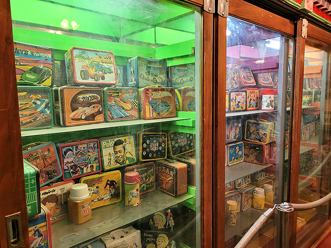Behind glass but not forgotten, these display cases are like windows to the past. Each shelf tells a story of trends, tastes, and TV dinners.