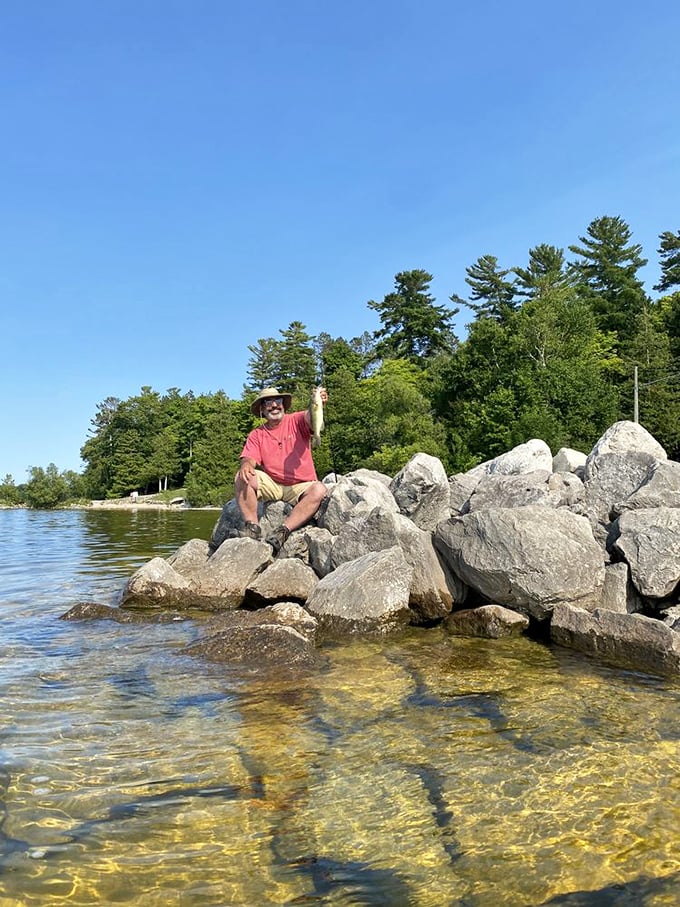 Rock-a-bye fishy: Where patient anglers and curious fish play a game of "catch me if you can."