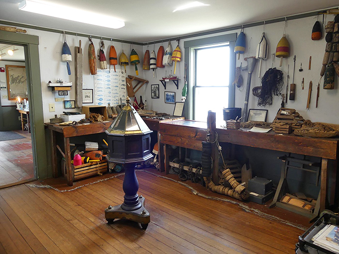 A fisherman's treasure trove or a maritime yard sale? This collection of buoys and tools tells tales of battles with the mighty Atlantic.