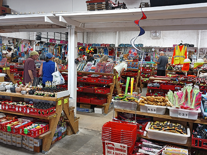 DIY paradise or Tim Allen's garage sale? This booth has enough tools and gadgets to build a rocket ship or at least fix that wobbly table leg.