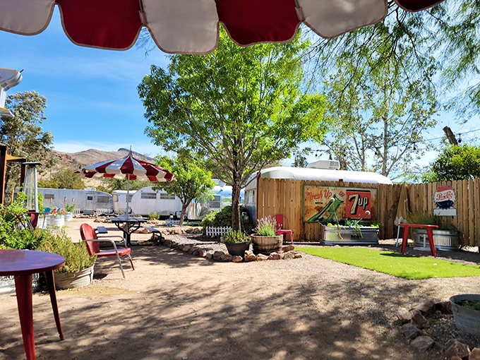 Welcome to the neighborhood, 1950s style! These vintage trailers are lined up like the world's coolest block party. Time to fire up the barbecue and dust off your hula hoop!