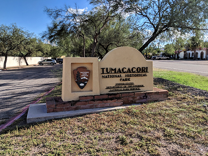 Welcome to Tumacacori, where history and nature collide. This sign is your passport to a world where the past is always present.