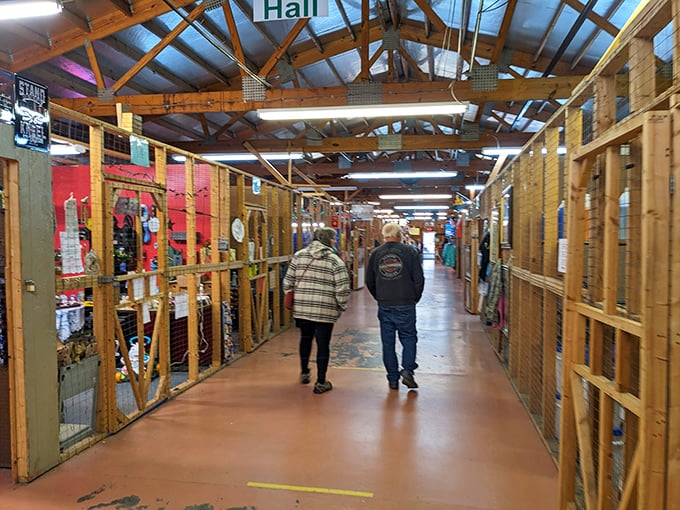 Flea market pros in their natural habitat. Watch as they navigate the aisles with the precision of seasoned bargain hunters.