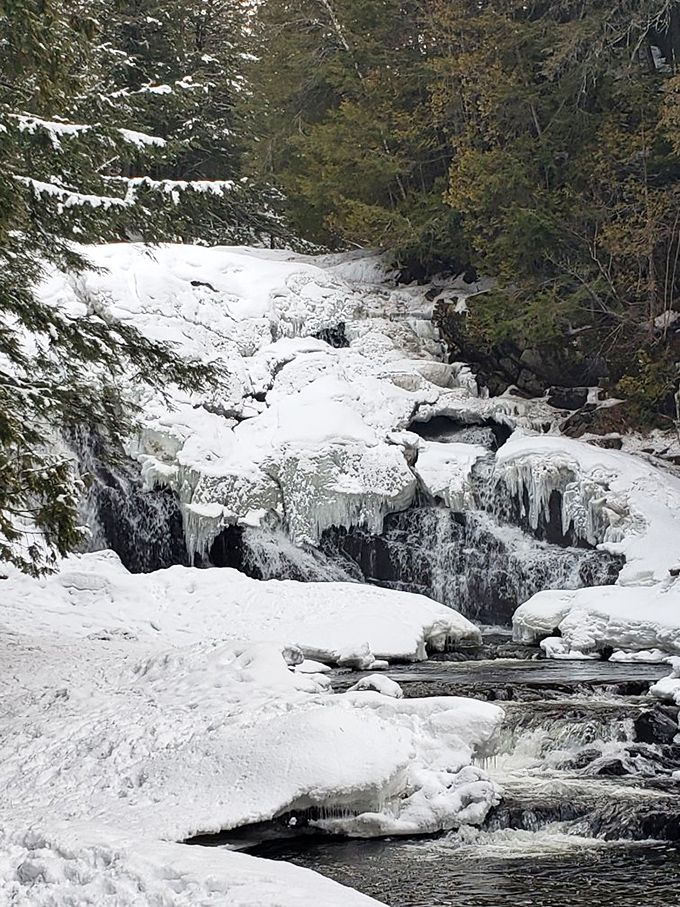 Jack Frost's masterpiece. Winter turns Houston Brook Falls into a frozen sculpture that would make even Elsa jealous.