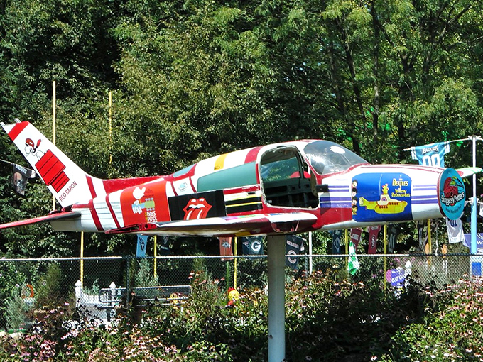 Cleared for takeoff on the imagination express! This grounded plane proves that sometimes the best flights are the ones that never leave the ground.
