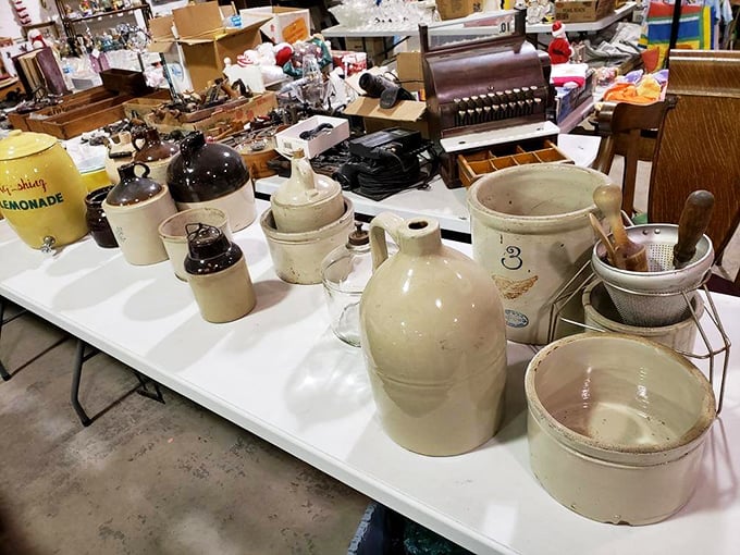 Knick-knack nirvana! From typewriters to trinkets, this table is a nostalgic nod to the good ol' days of analog charm.