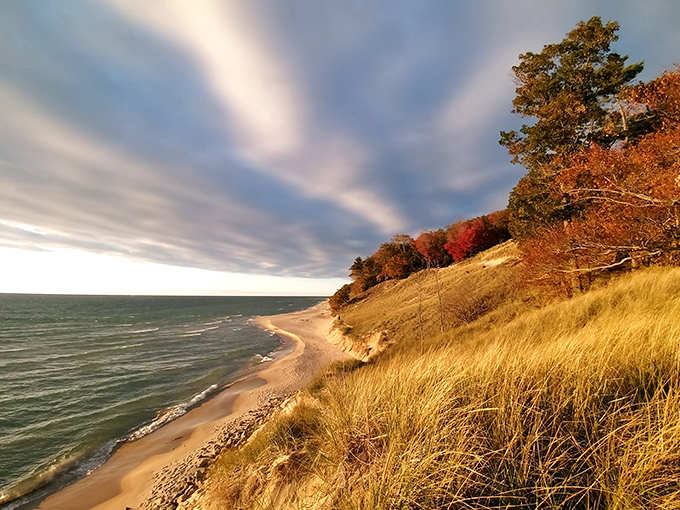Fall in Michigan: where the trees dress up in their finest autumn couture and the lake provides the perfect runway.