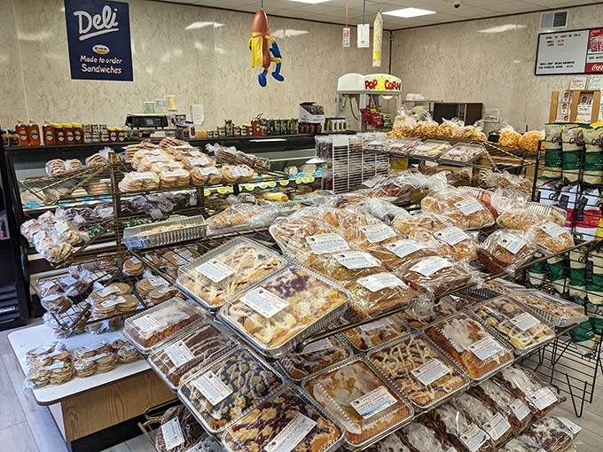 A feast for the eyes and the stomach! This baked goods display is like an edible art gallery – beautiful, tempting, and zero calories to look at.