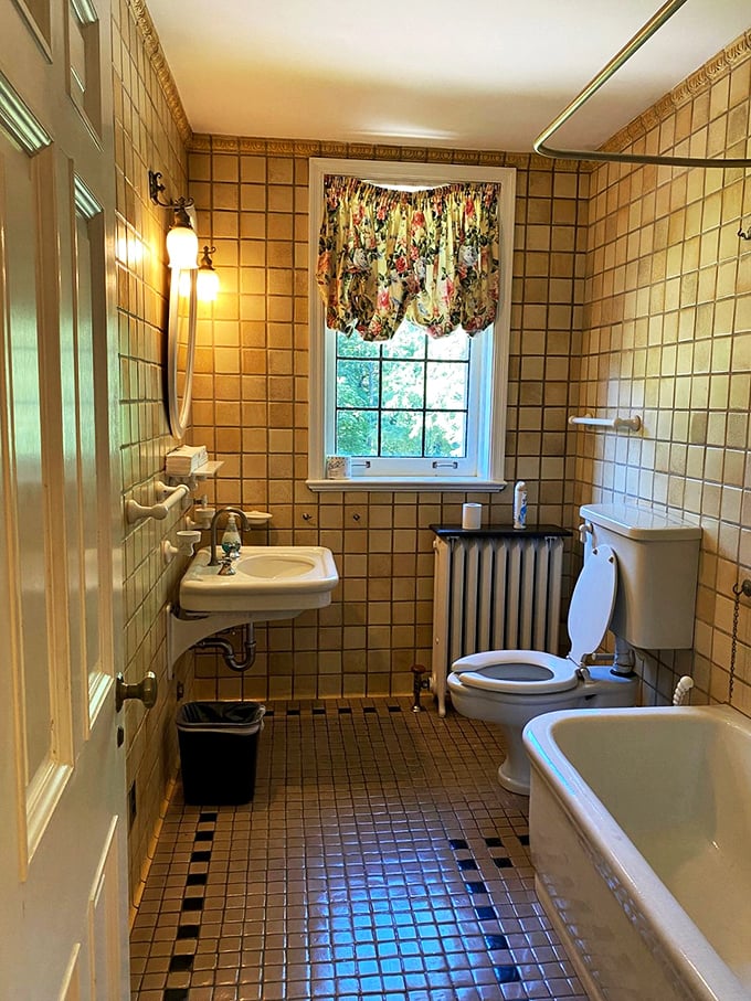 Splish splash, taking a bath in style! This vintage bathroom is a throwback to a more elegant era of hygiene.