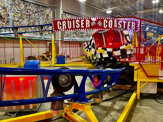 All aboard the Cruiser Coaster! This pint-sized thrill ride is perfect for aspiring adrenaline junkies. It's like a roller coaster and a go-kart had a baby.