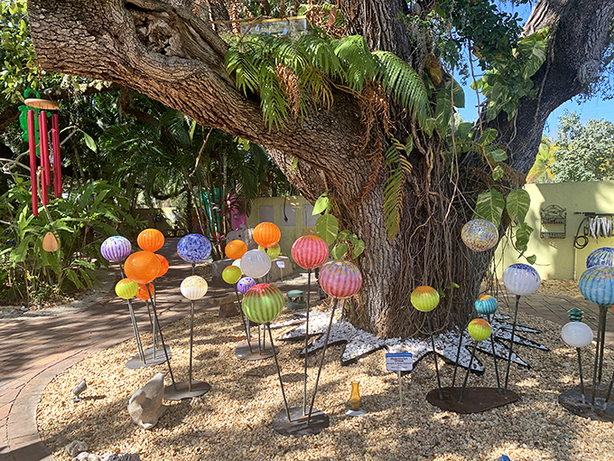 Who ordered the rainbow with a side of whimsy? These vibrant orbs are like a garden party for extraterrestrials. ET would feel right at home!