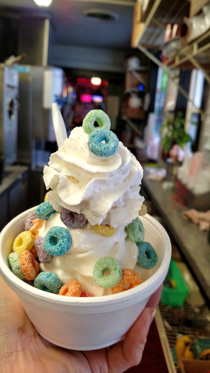 Breakfast of champions... and sugar rush enthusiasts! This colorful creation is what happens when your cereal bowl dreams big.