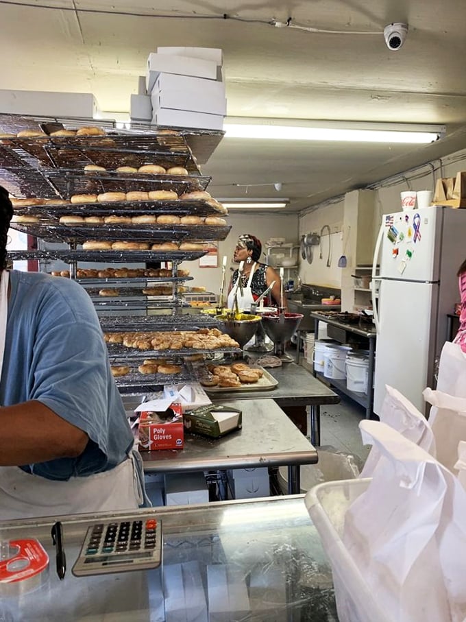 Where the magic happens! This bustling kitchen is like Santa's workshop, but instead of toys, they're crafting edible joy.