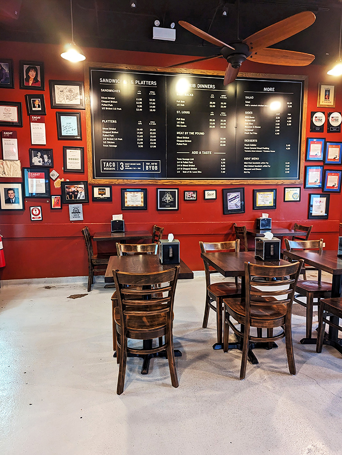 The inside of Smoque is like a BBQ hall of fame. Those awards on the wall? They're not just for show&mdash;they're promises of deliciousness to come.