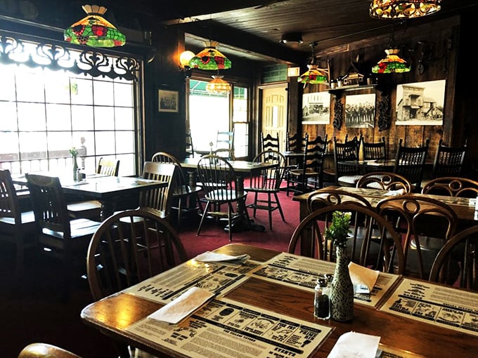 Where Tiffany lamps meet comfort food heaven. This dining room is so inviting, you might be tempted to move in permanently.