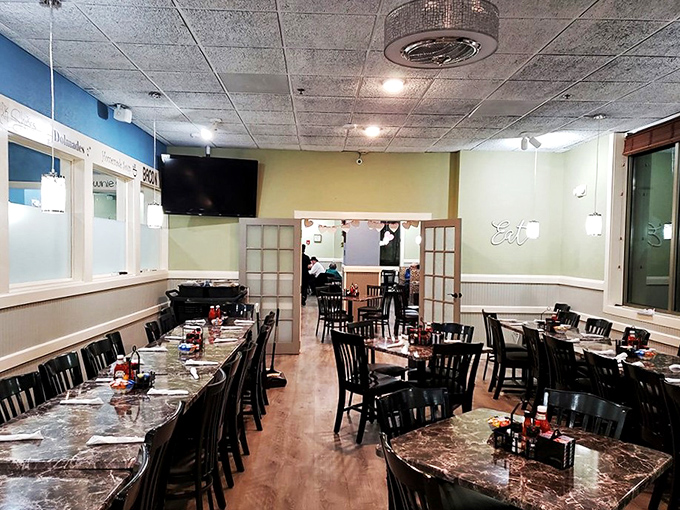 Step into breakfast paradise! This cozy dining room is where food comas are born and diet resolutions go to die.