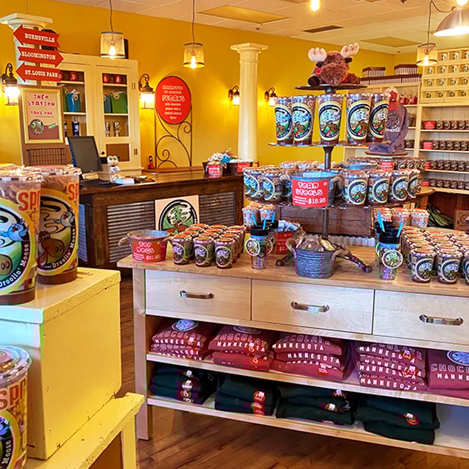 A candy shop that feels like a warm hug. It's as if your grandmother's kitchen got a chocolate-themed makeover.