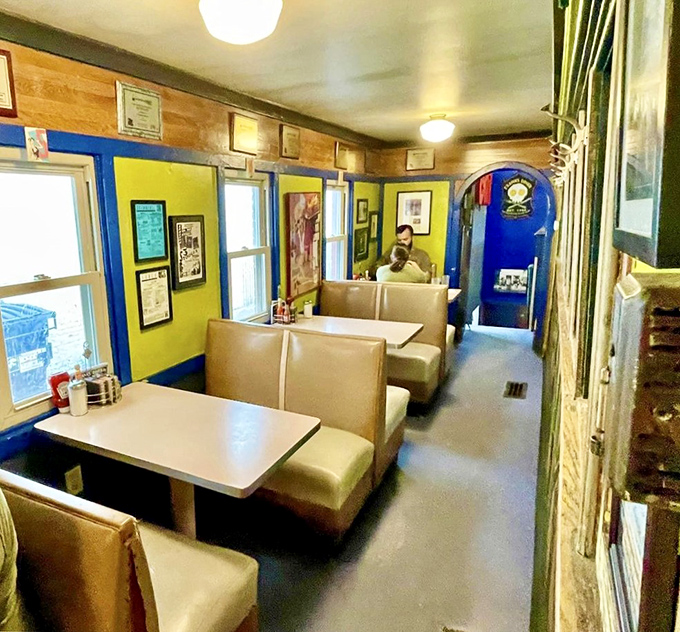 Welcome to the coziest train car that never leaves the station! Frank's narrow dining area is a first-class ticket to Flavortown.